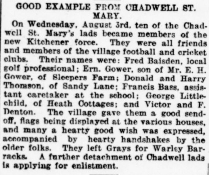 Chadwell Volunteers, 1914 | The Great War, People | Tilbury and ...